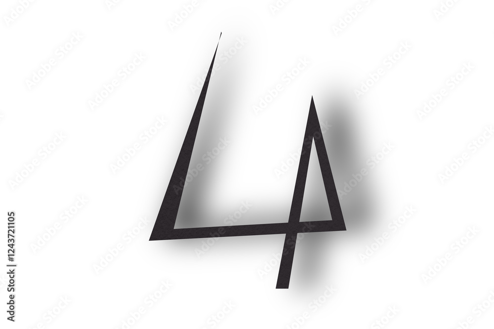 Number four from black paper transparent background Stock Photo | Adobe ...