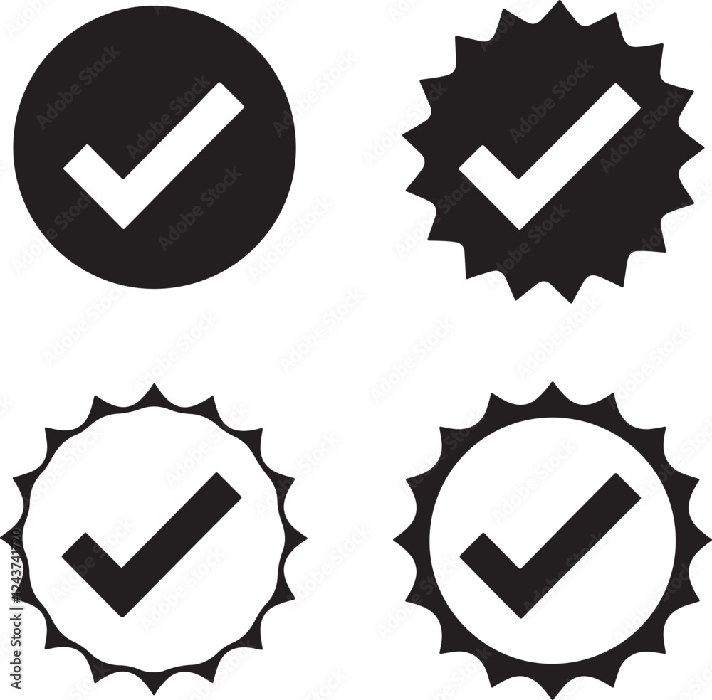 Stock-Vektorgrafik „Checkmark icon set. Check box icon with correct, accept checkmark icons tick ...