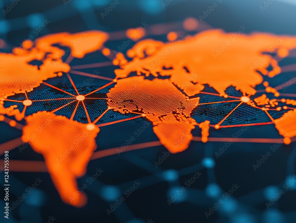 Global network connectivity map digital world infographic interactive ...