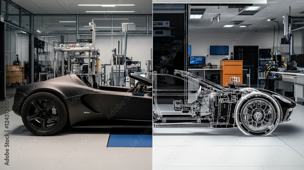 A side-by-side comparison of a real-world electric vehicle and its ...