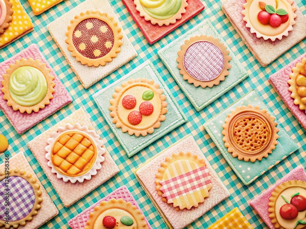 Pastel Checkered Bakery Labels: Vintage Documentary Style Photo ...