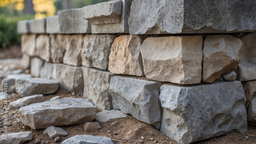Solid stone foundation with textured blocks, showcasing durability and ...