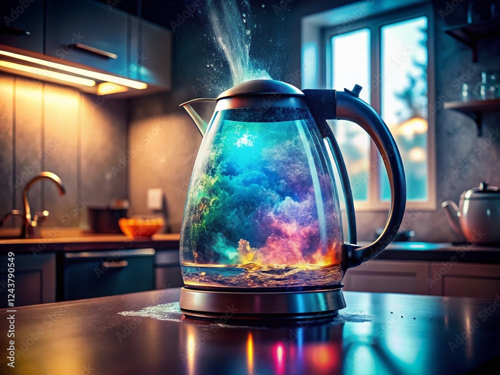 Surreal Boiling Water Electric Kettle in Kitchen - Vibrant Surrealist ...