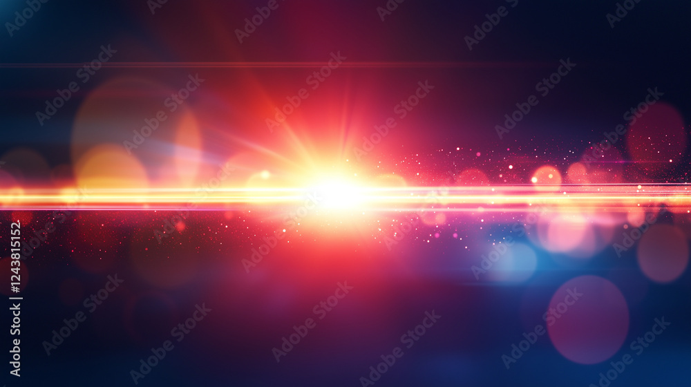 Bright burst of multicolored light with lens flares for futuristic technology concepts, dynamic ...