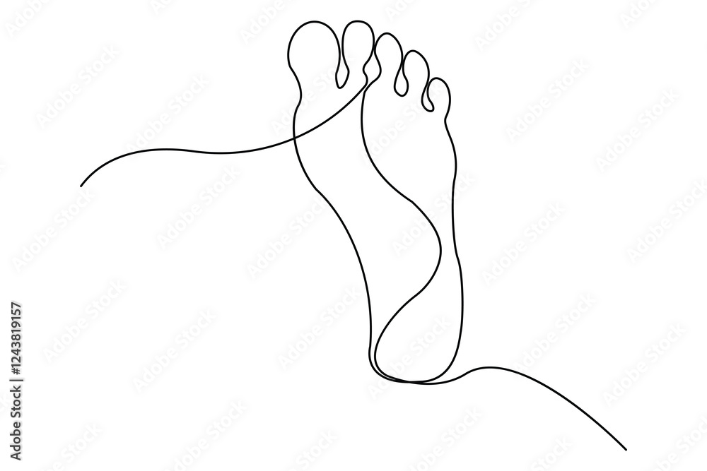 Foot sole continuous one line drawing of isolated outline vector art ...