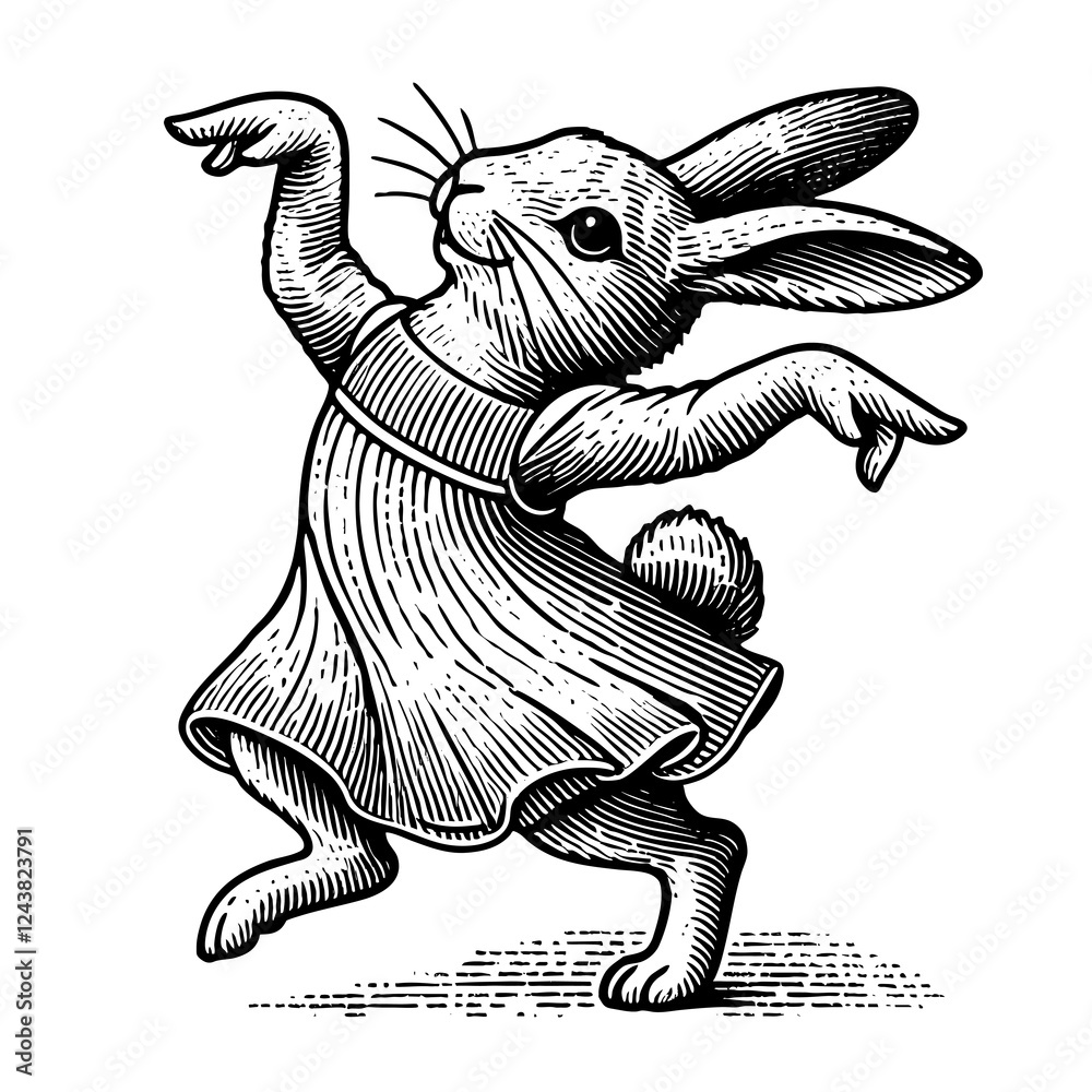 Easter bunny dancing gracefully, combining fantasy, nostalgia, and ...