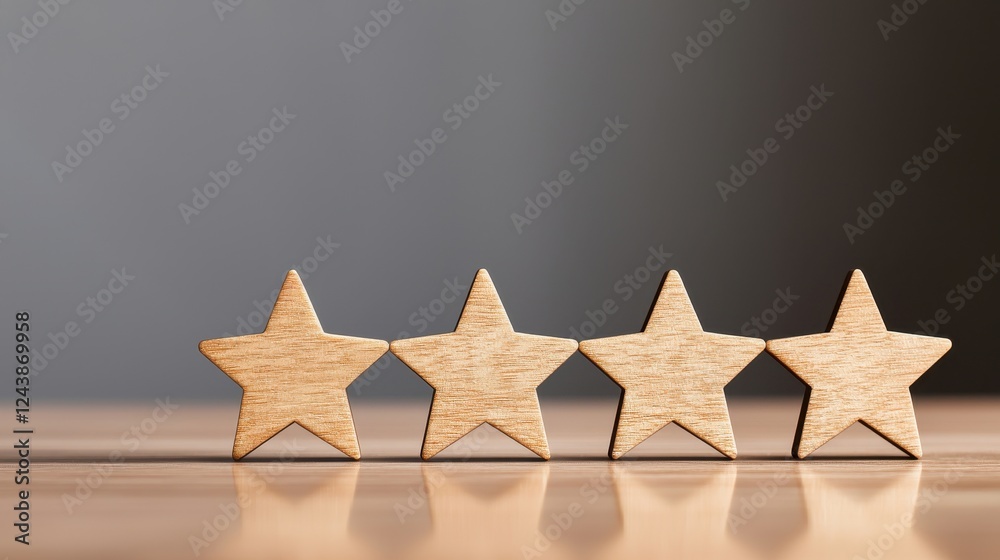 Delicate placement of wooden five-star shape surfaces visual art ...