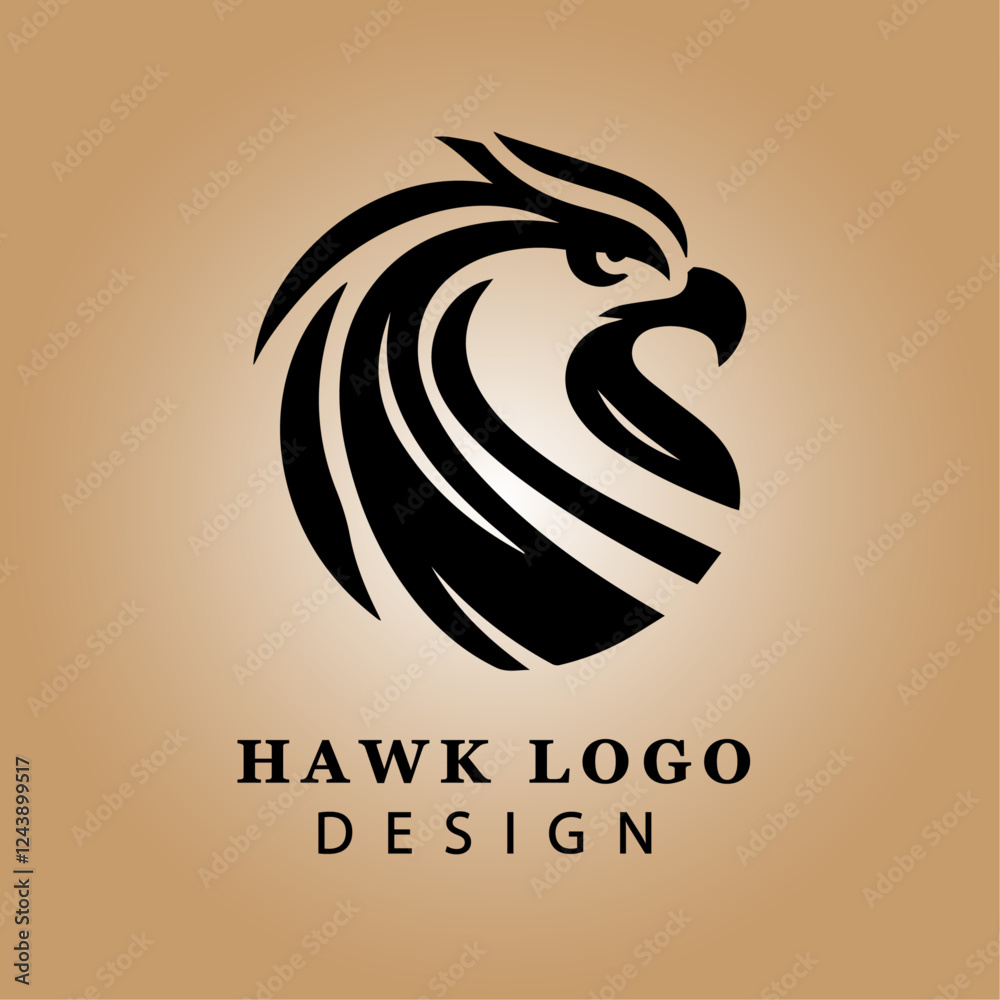 Elegant Black and White Hawk Logo Vector with Circular Background for ...