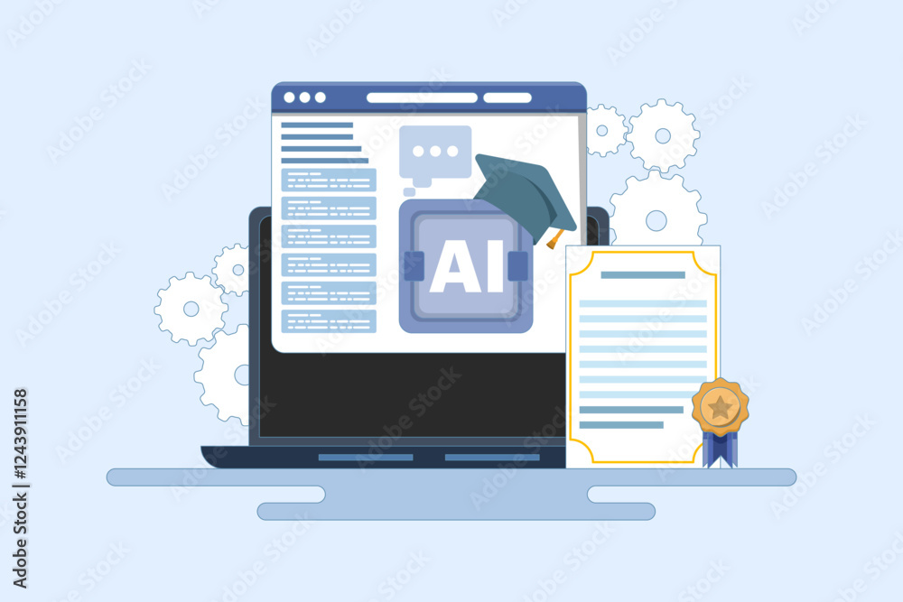 AI certification course concept, AI course, online certification, online education, artificial ...