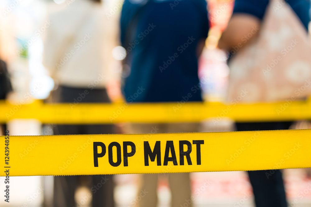 Bangkok, Thailand - February 5, 2025 : A barricade lines to queue up ...