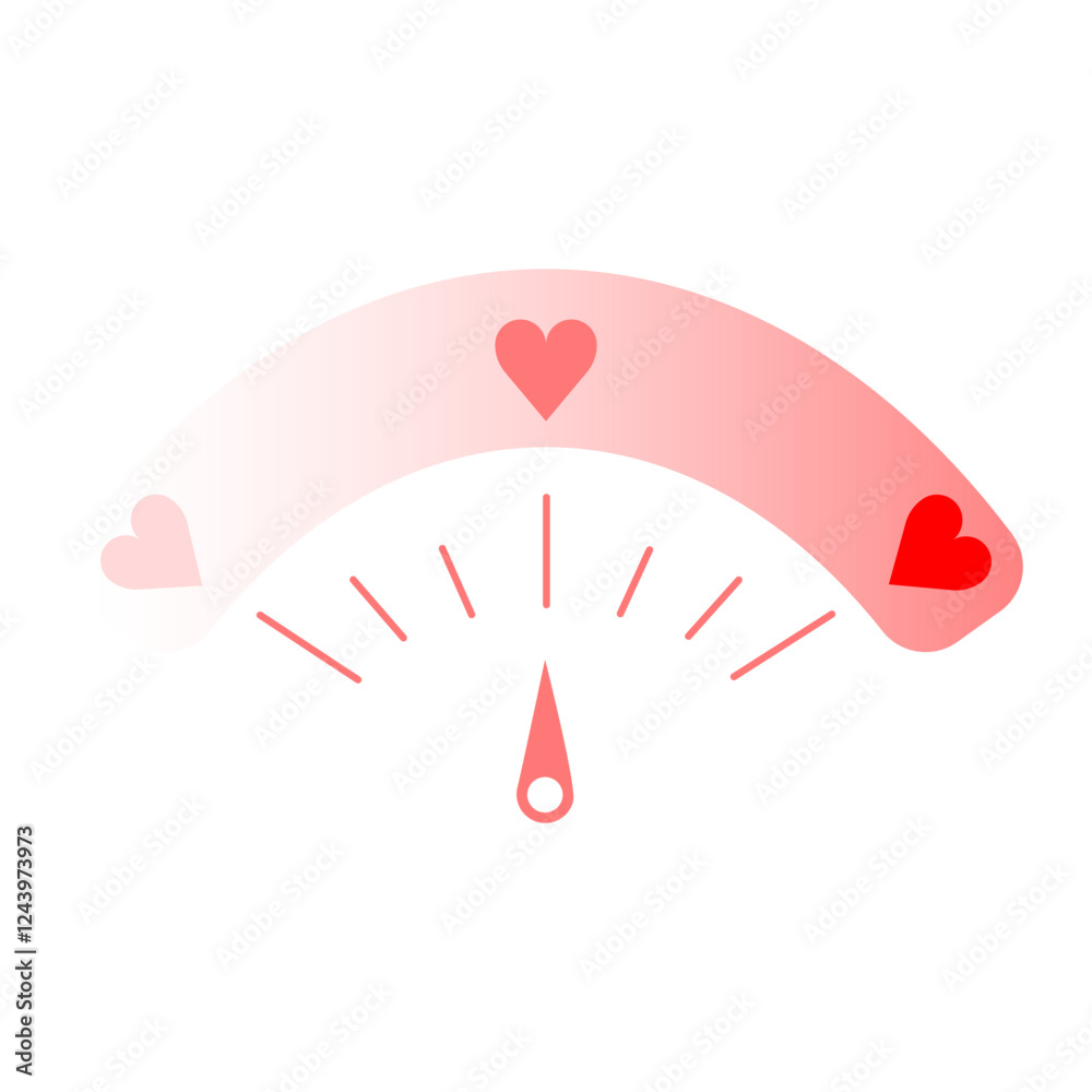 Love meter in speedometer design, vector illustration with mid score on ...