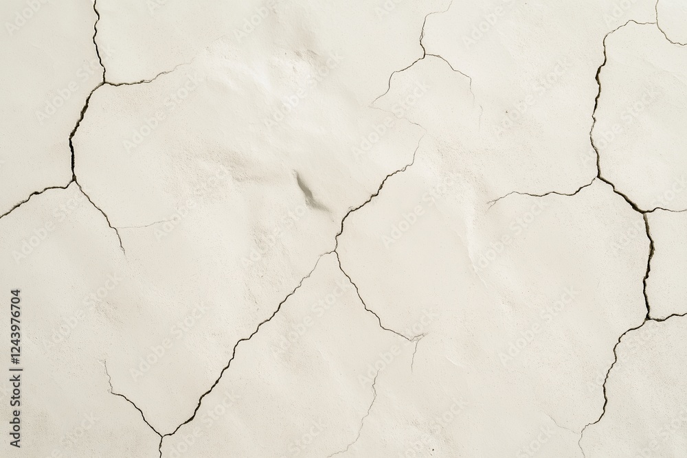 Cracked white dry surface texture showing fissures and fractures, top ...