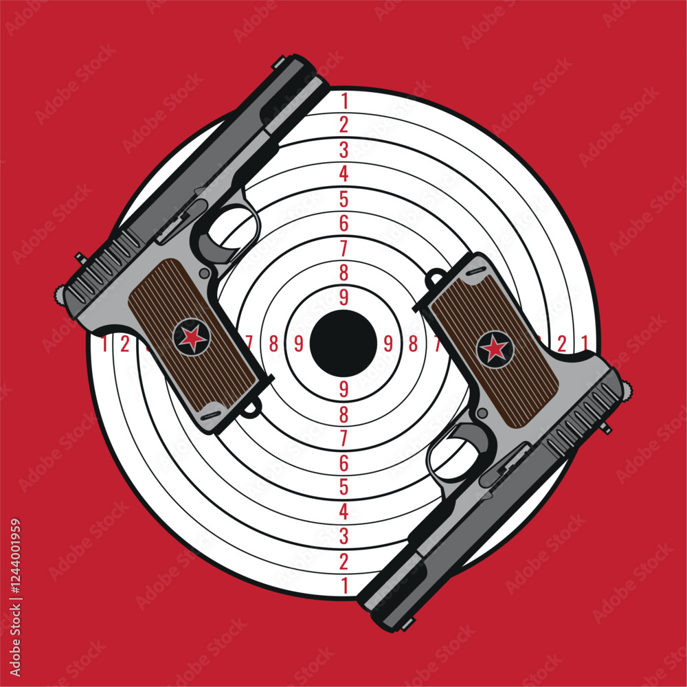 Old soviet Russian pistol TT, World War 2 handgun and Target.. Vector ...