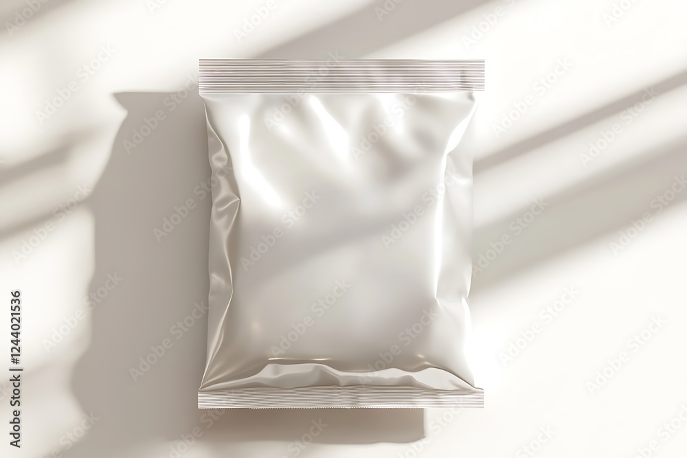 Sunlit White Plastic Bag Mockup Realistic Template with Soft Shadows ...