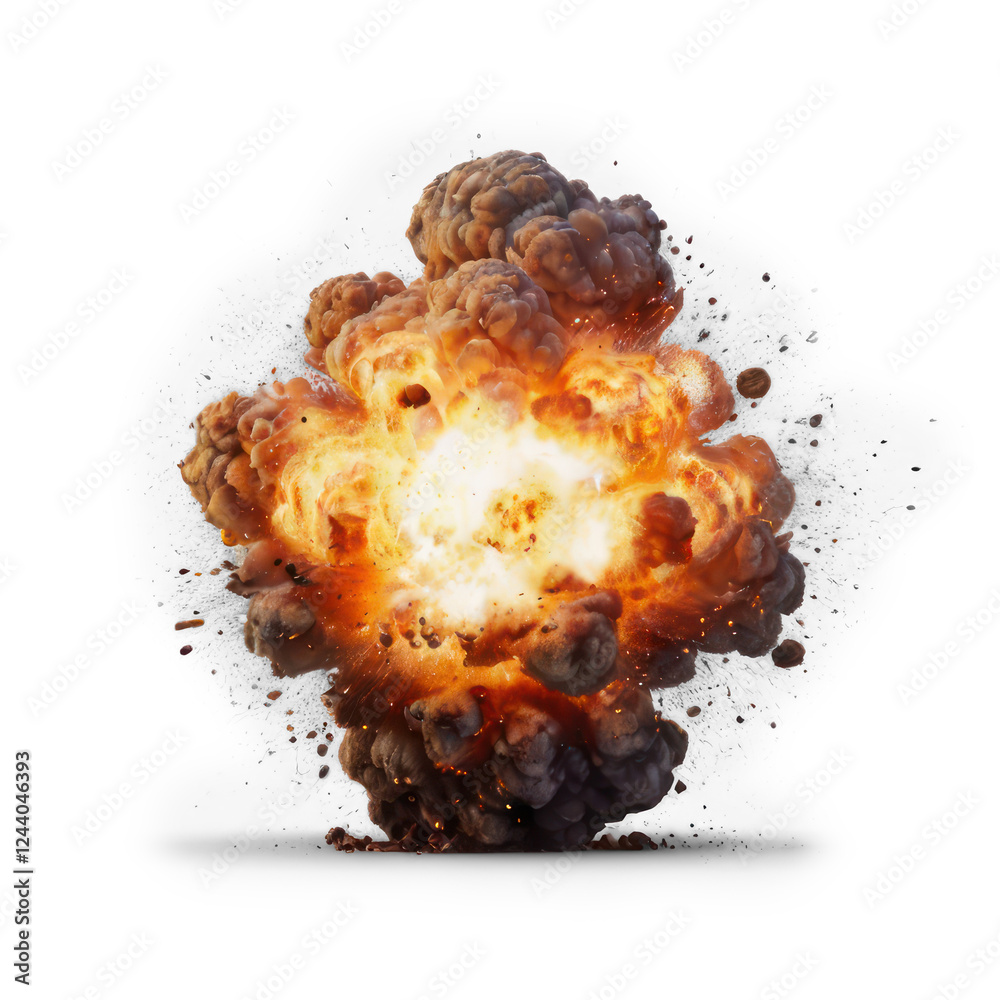 realistic explosion of an exploding bomb isolated on transparent ...