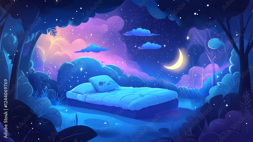 Streamer girl sleep offline twitch overlay design. Cartoon character ...