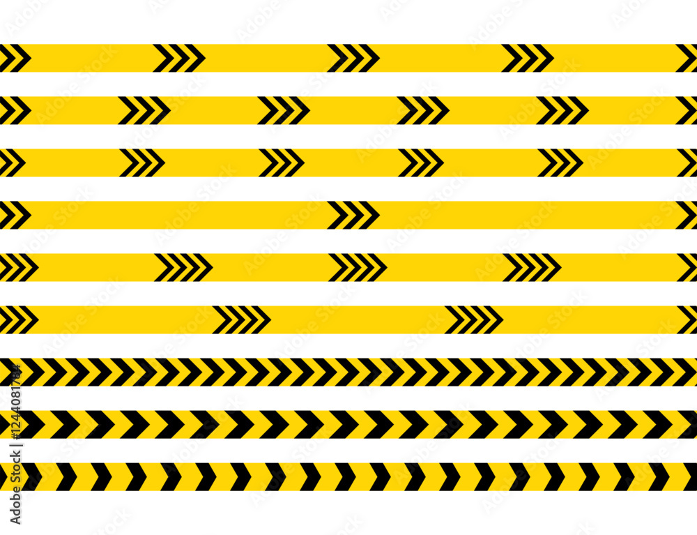 Yellow striped police ribbon. Seamless barrier borders for criminal ...