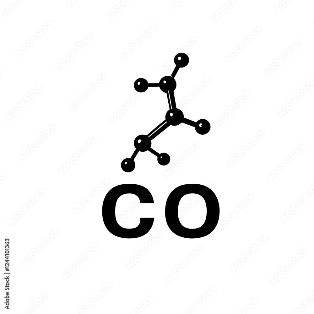 An illustration featuring a black carbon dioxide molecule silhouette ...