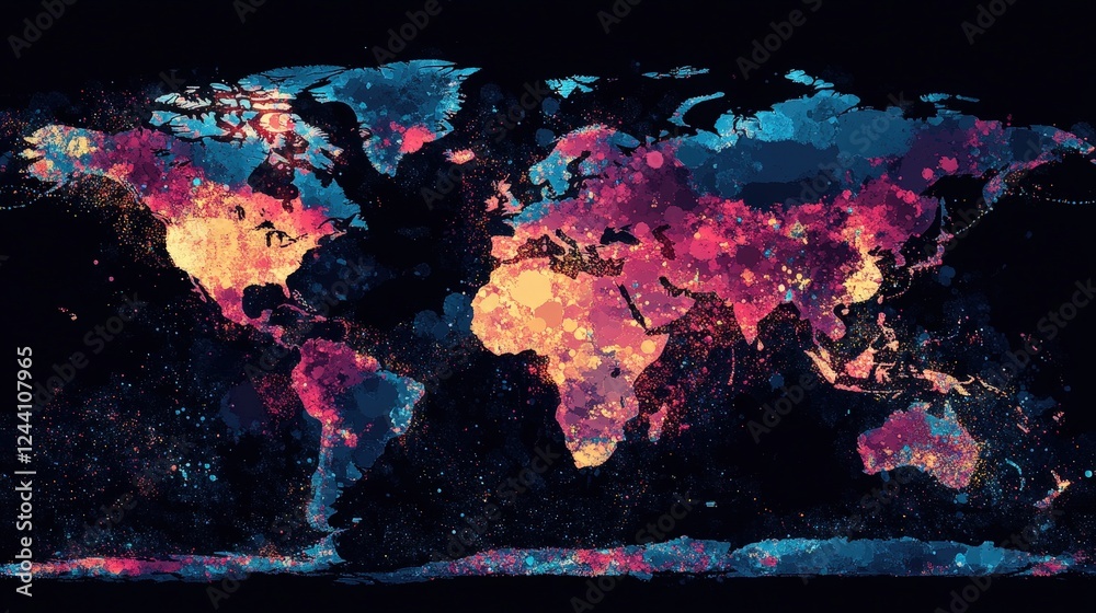 A colorful world map with a cartogram effect, where the size of each ...