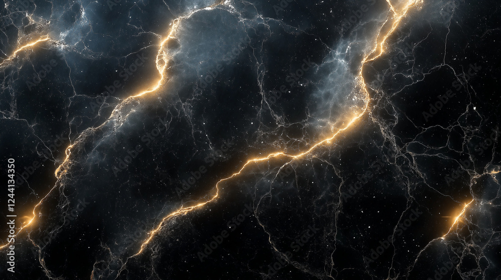Dark Marble Texture with Golden Lightning Veins: Luxurious and Striking ...