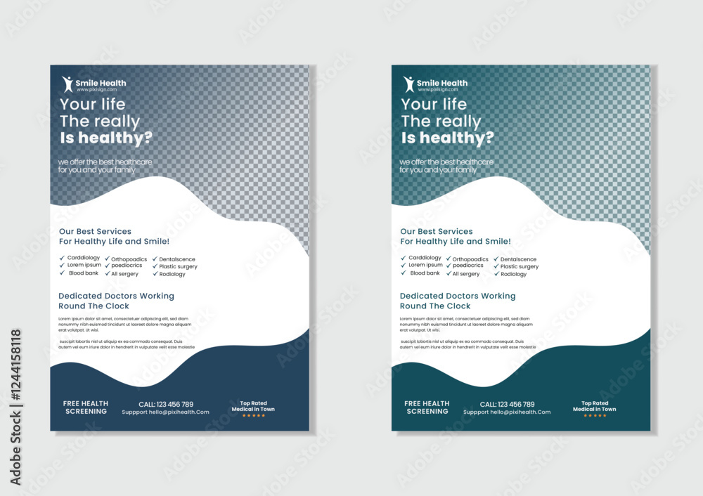 Minimal Corporate simple healthcare and medical flyer design layout ...