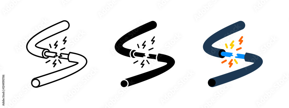 Short circuit icon. Broken electric wire vector illustration ...