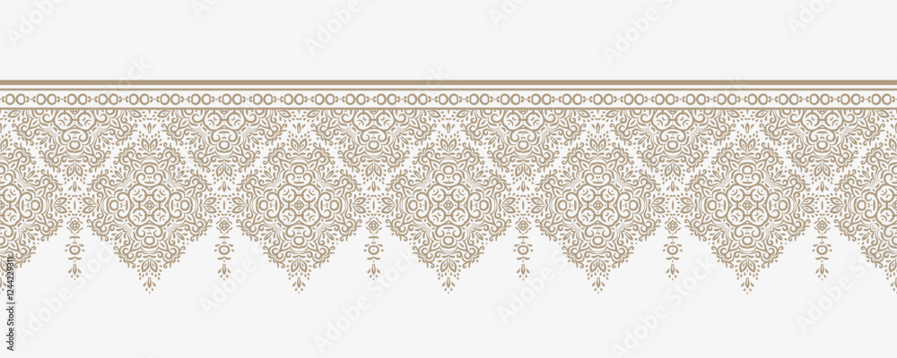 seamless border design in oriental style. Intricate floral medallions ...