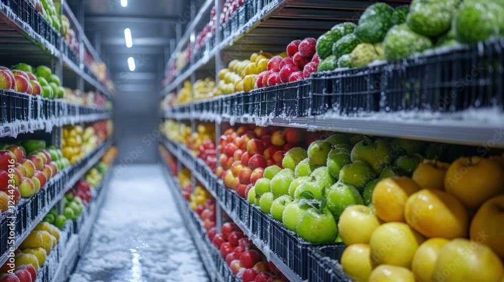 Frozen fruit storage warehouse aisle Stock Photo | Adobe Stock