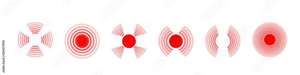 Pain icon. Red circle. Pain relief. Localization concept, pain relief ...
