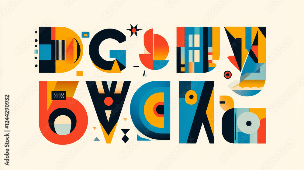 Ilustración de Stock Geometric memphis font, vector typography alphabet ...