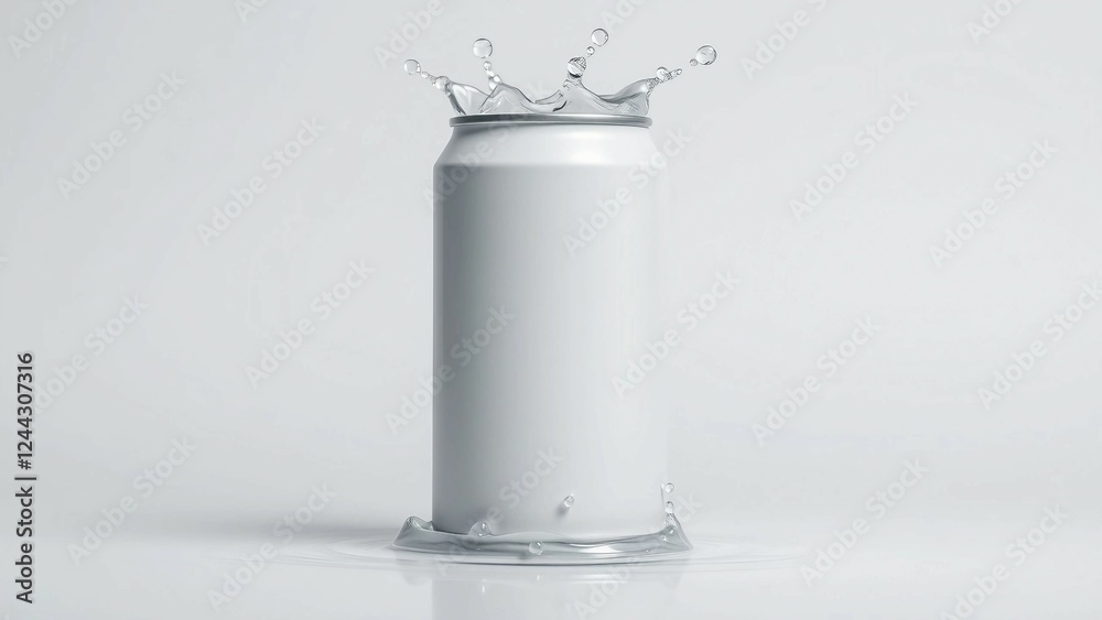 Plain soda can blank mock up product isolated in solid background with ...