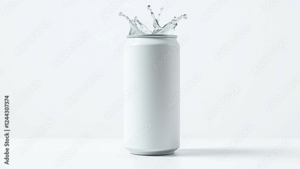 Plain soda can blank mock up product isolated in solid background with ...