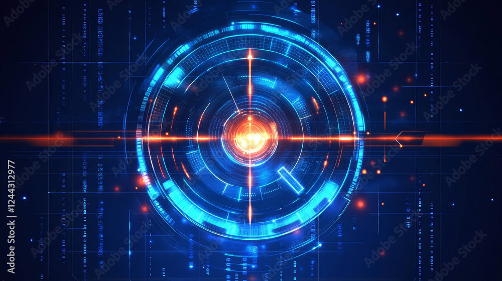 HUD aim control frame interface, futuristic target screen, vector dashboard background. HUD ...