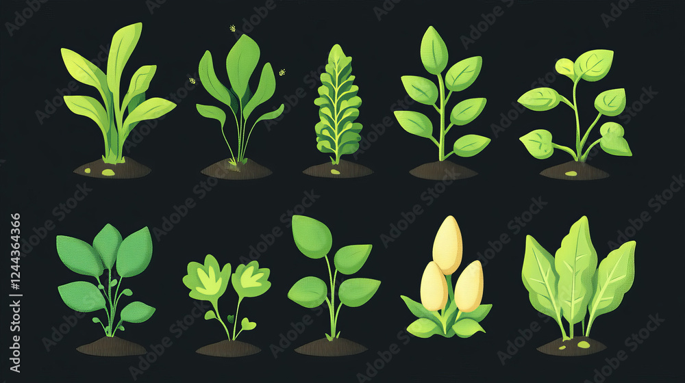 Plant growth stages agriculture color line icon. Seedling cultivation ...