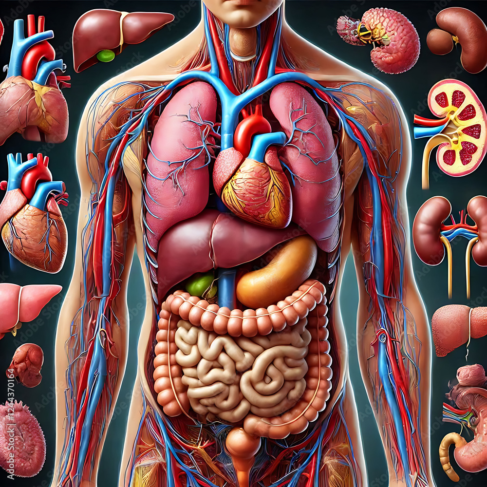 Ilustración de Stock Human body internal organs and parts info poster ...