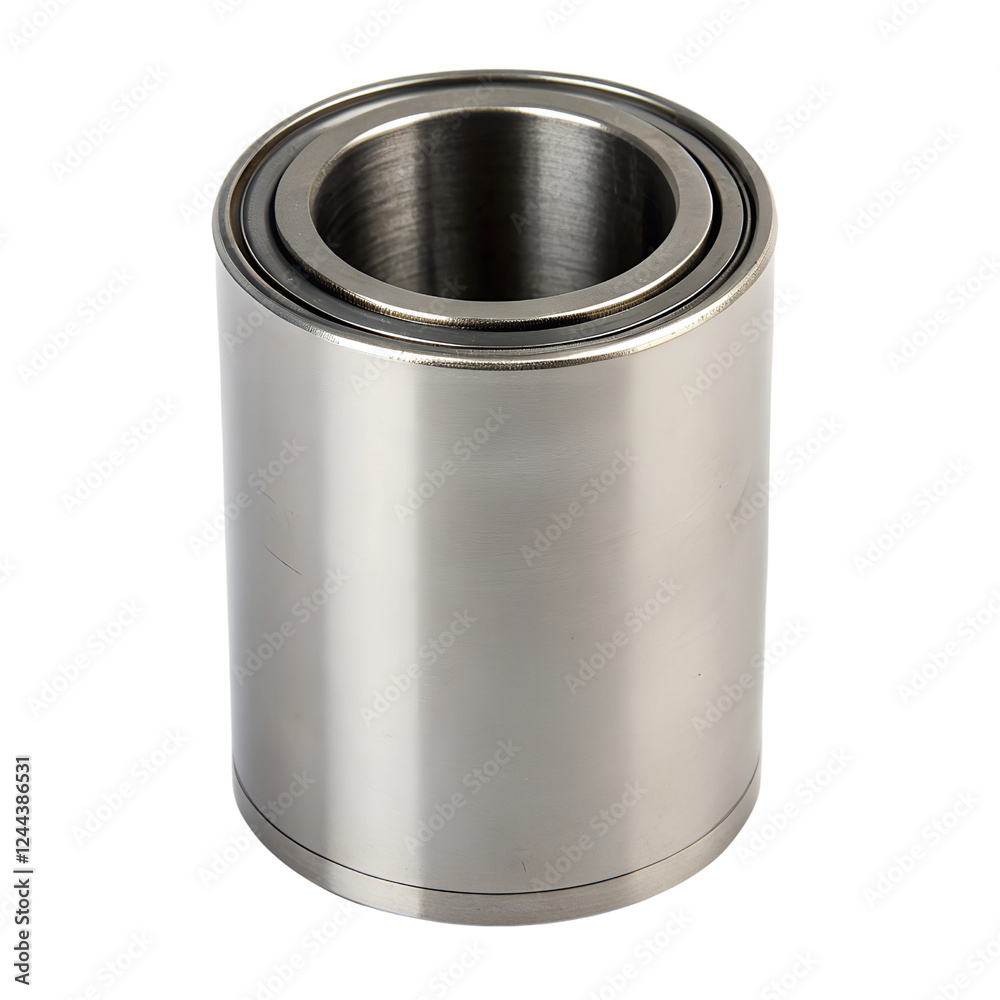 Precision-engineered cylindrical roller bearing component. Isolated on ...