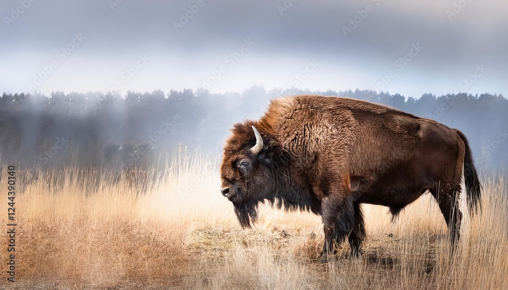 Majestic American Bison Herd Roaming the Great Plains in Stunning High ...