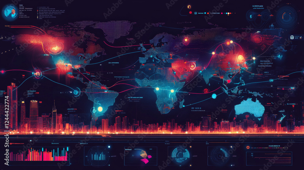 Traffic and transportation vector infographics. World map with pie ...