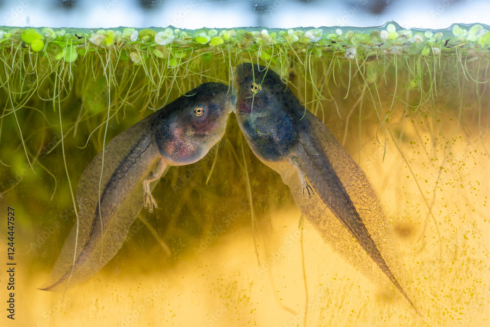 Issaquah, Washington State, USA. Pacific tree frog tadpoles with hind ...