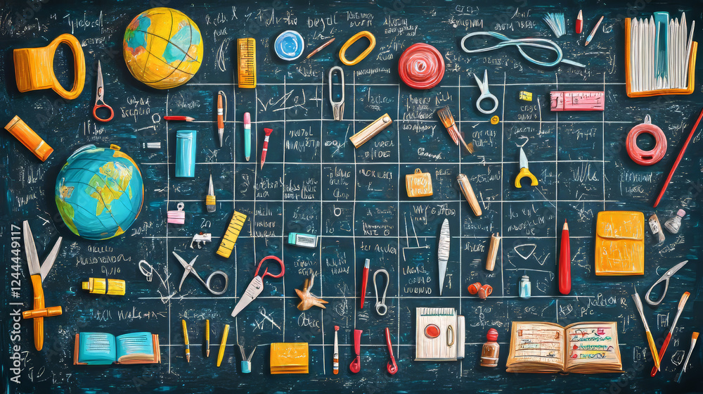 School items and stationery word search puzzle game vector worksheet ...