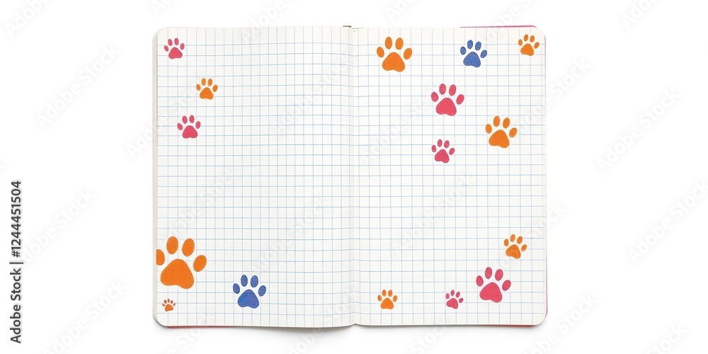 Paw Print Patterns Adorn Journal Page with Graph Paper Background Stock ...