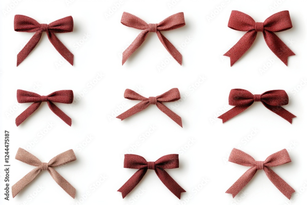 Collection of various shapes of bows featured as clipart on a clean ...