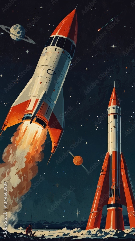 Cold War Space Race Iconic USSR vs USA Rockets and Shuttles in Historic ...