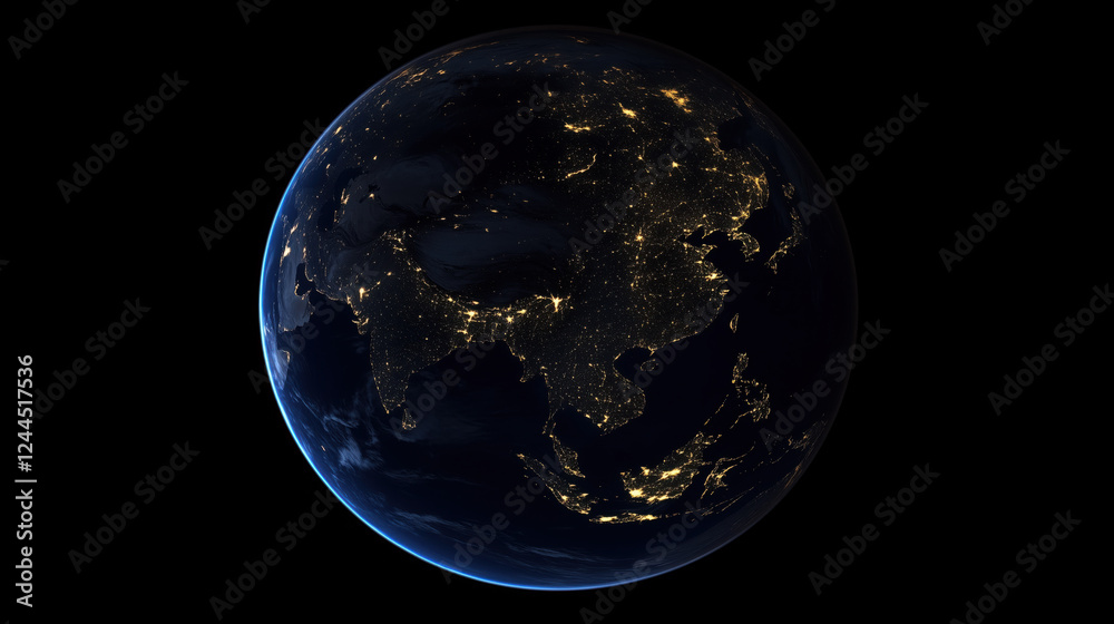 Satellite View of Earth at Night with City Lights Sparkling Across the ...