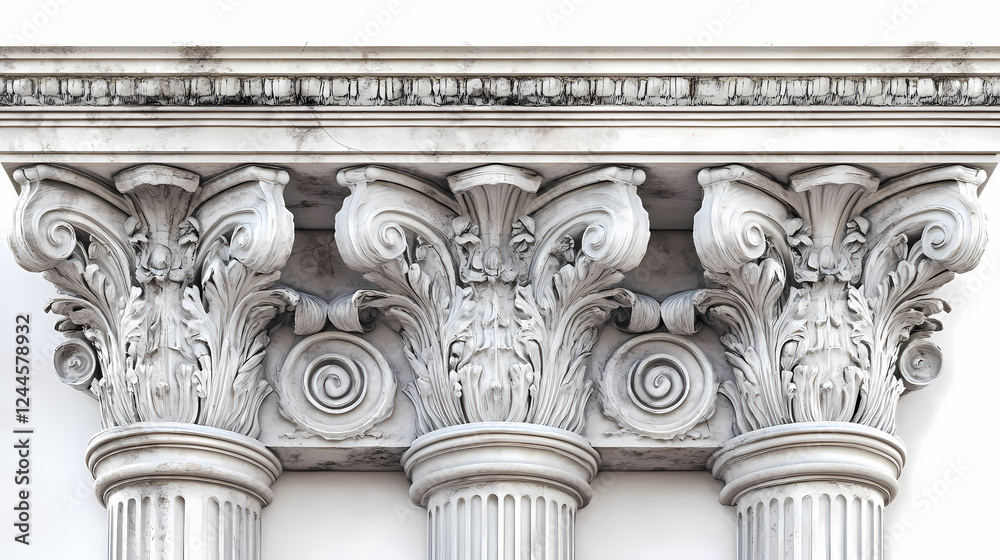 Classical architecture details with ancient greek column and ornamental ...
