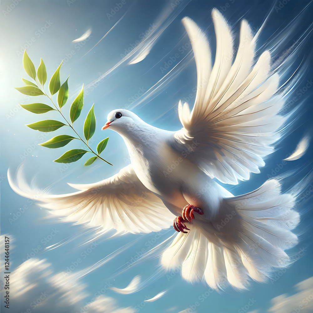 The symbol of peace, the dove of peace, is a bright white dove in ...