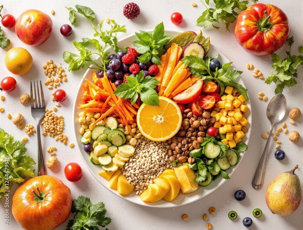 Vibrant display of fresh fruits and vegetables for national nutrition ...