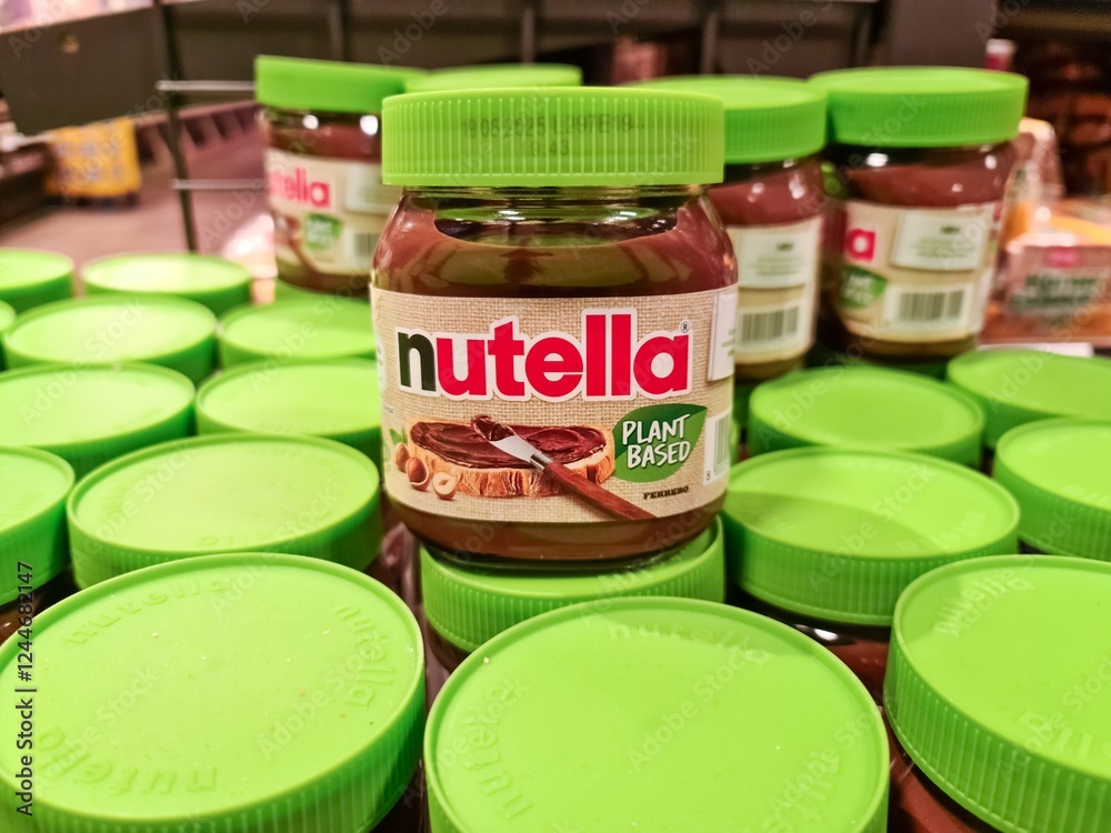 Hamburg,, Germany - 04. February 2025: Nutella hazelnut cocoa spread ...