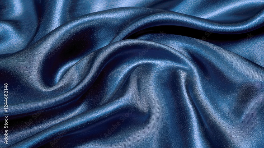 Luxurious Deep Blue Satin Fabric Texture: Elegant Drape and Smooth Surface for Design ...