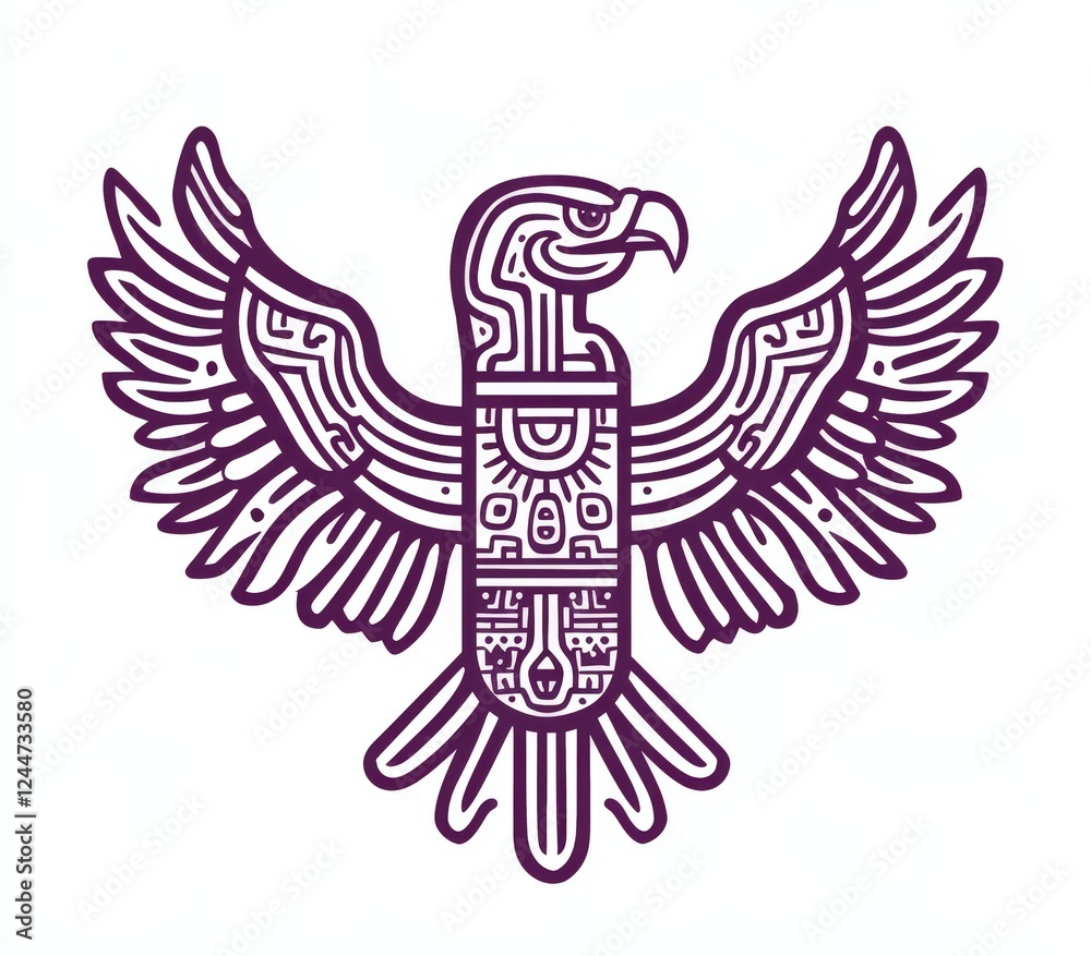 The Aztec totem eagle bird merges with Mayan and Inca tribal emblems ...